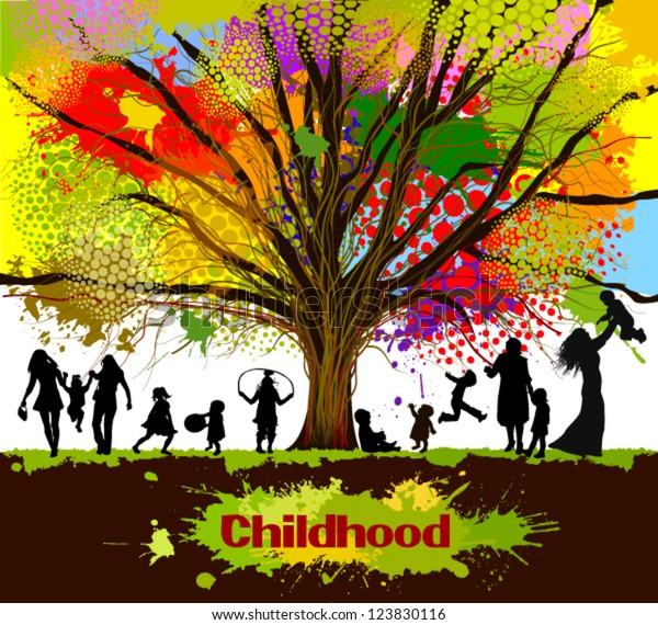 Childhood Colorful Tree Stock Vector (Royalty Free) 123830116