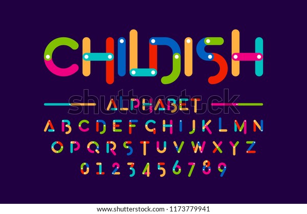 Childish Colorful Font Construction Set Alphabet Stock Vector (Royalty ...