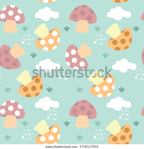 Childish Mushroom Seamless Texture Design Stock Vector (Royalty Free ...