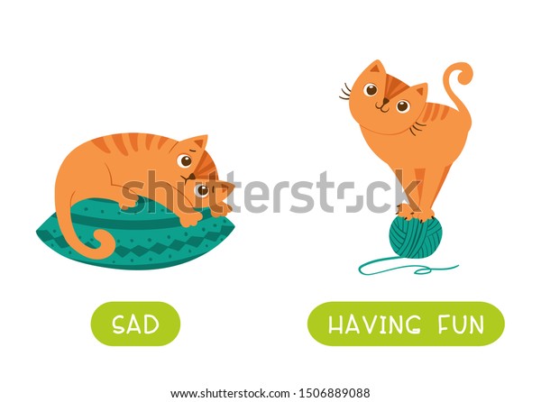Childish Word Card Antonyms Vector Template Stock Vector (Royalty Free ...