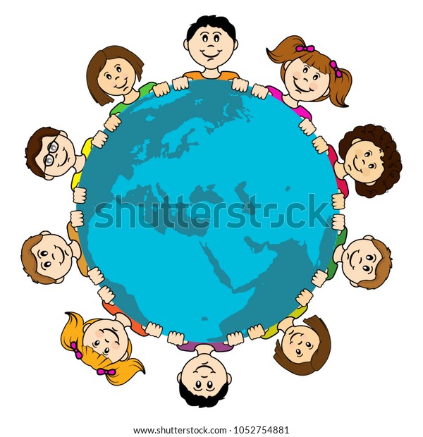 Children Around World Vector Drawing 库存矢量图（免版税）1052754881 | Shutterstock