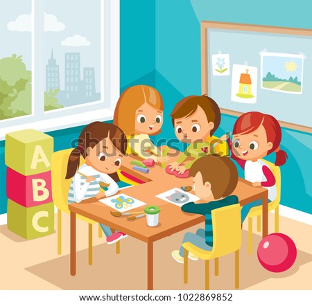 Children Art Class Creative Pupils Kids Stock Vector (Royalty Free ...