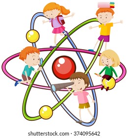 Illustration Stickman Kids Holding Atom Toy: เวกเตอร์สต็อก (ปลอดค่า ...
