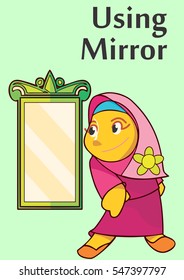 Children Card Children Activity Using Mirror Stock Vector (Royalty Free ...