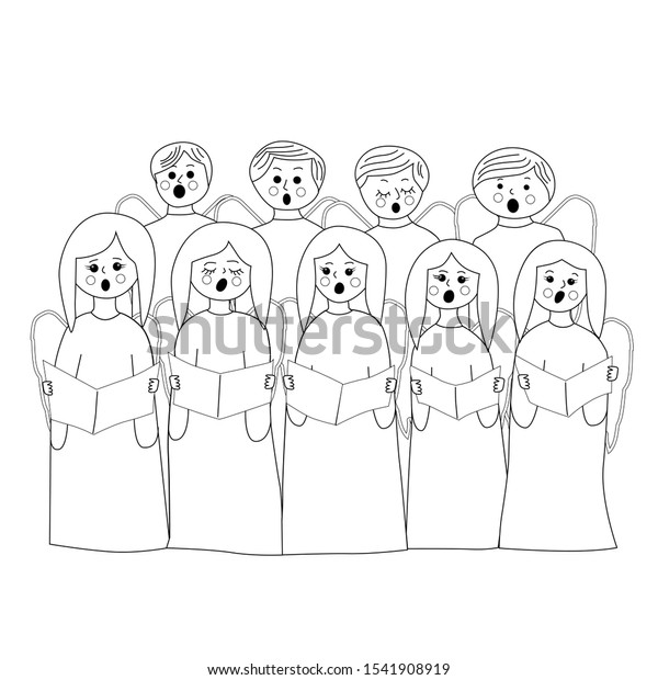 Children Choir Children Singing Children Long Stock Vector (Royalty ...
