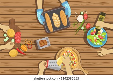 Children Craft Cooking Lesson Two Illustrations Stock Vector (Royalty ...
