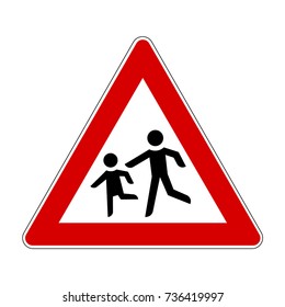 Single Isolated School Warning Sign Running Stock Vector (Royalty Free ...