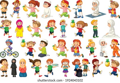 Children Doing Different Activities Cartoon Character Stock Vector ...
