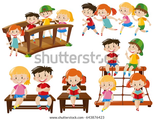 Children Doing Different Activities Illustration Stock Vector (Royalty ...