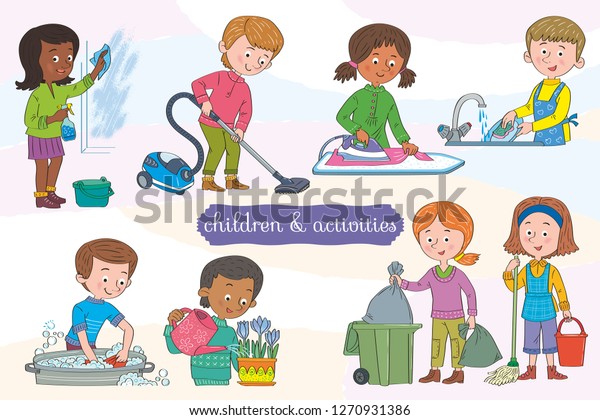 Children Doing Good Thingsseparate Layers Objects Stock Vector (Royalty ...