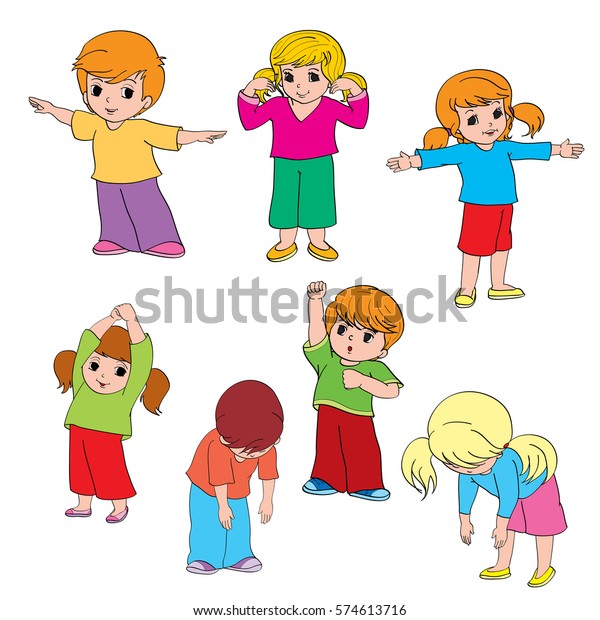 Children Doing Morning Exercises: เวกเตอร์สต็อก (ปลอดค่าลิขสิทธิ์ ...