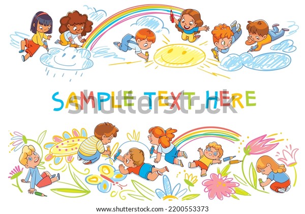 Children Draw Scribbles On Floor Wall Stock Vector (Royalty Free ...