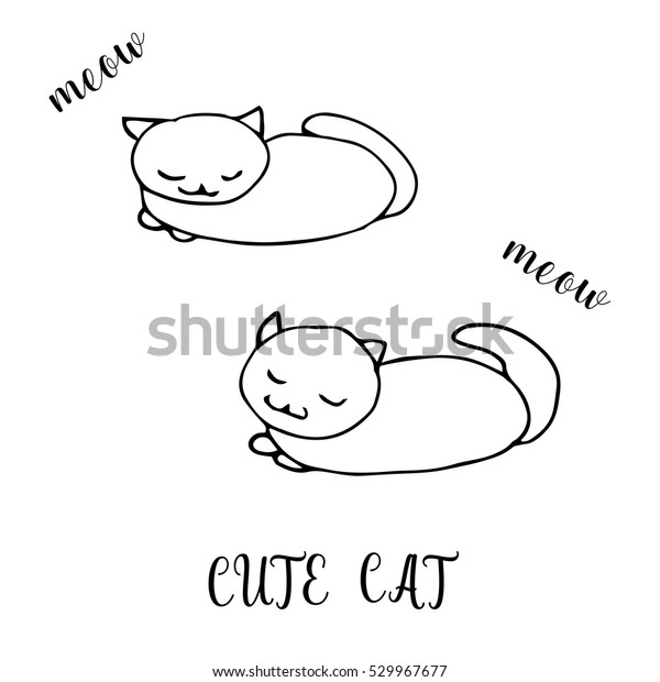 Children Drawing Cute Cat Template Painting 库存矢量图（免版税）529967677 ...
