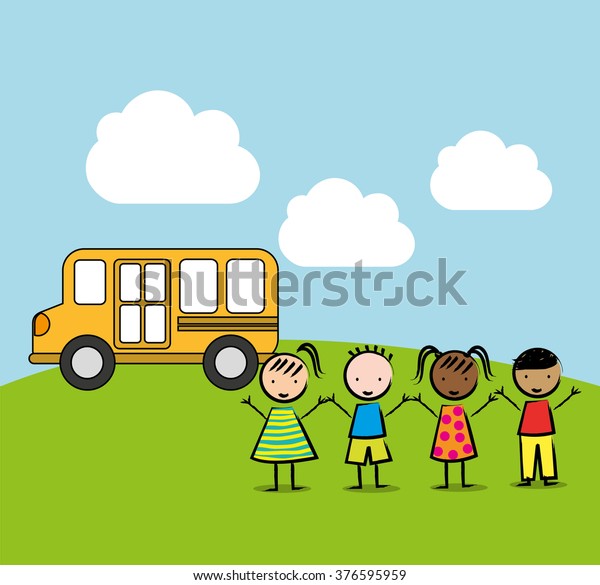Children Drawing Design Stock Vector (Royalty Free) 376595959 ...