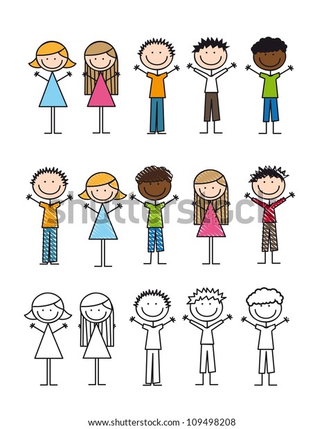 Children Drawing Isolated Over White Background Stock Vector (Royalty ...