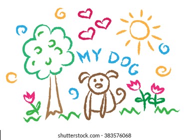 Children Drawing Multicolored Symbols Vector Set Stock Vector (Royalty ...