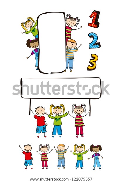 Children Drawing Over White Background Vector Stock Vector (Royalty ...