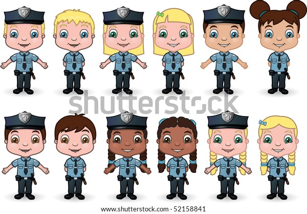 Children Dressed Police Set 1 Vector: เวกเตอร์สต็อก (ปลอดค่าลิขสิทธิ์ ...