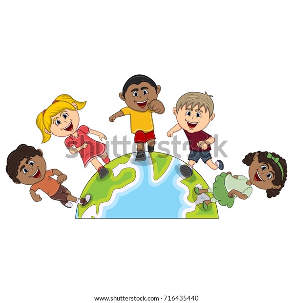 Children Earth Cartoon Vector Illustration Stock Vector (Royalty Free ...