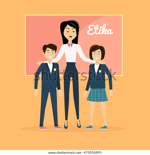 Children Education Ethics Banner Flat Female Stock Vector (Royalty Free ...