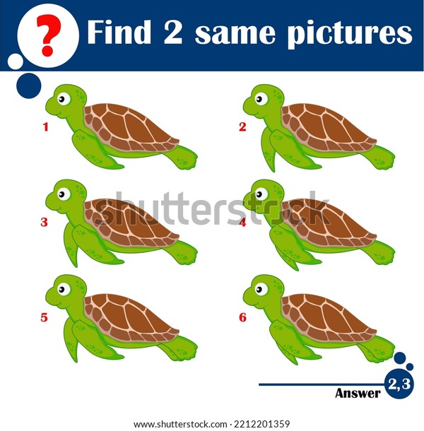 Children Educational Game Find Two Same Stock Vector (Royalty Free ...