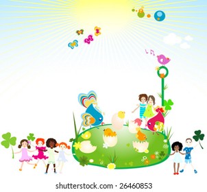 Children Enjoying Spring Stock Vector (Royalty Free) 26460853 ...