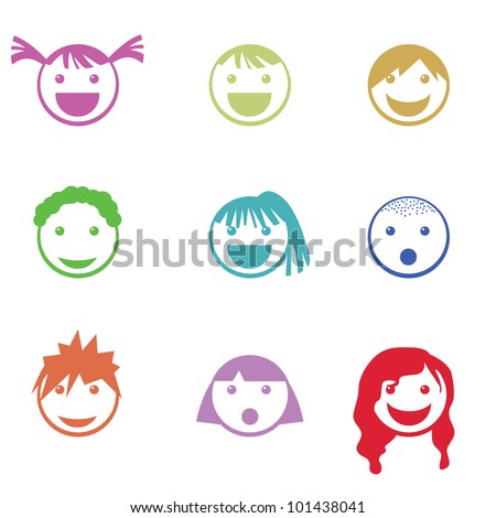 Children Face Icons Mobile Web Icons 스톡 벡터(사용료 없음) 101438041 - Shutterstock