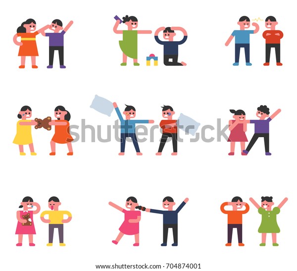Children Fighting Friends Vector Illustration Flat Stock Vector ...