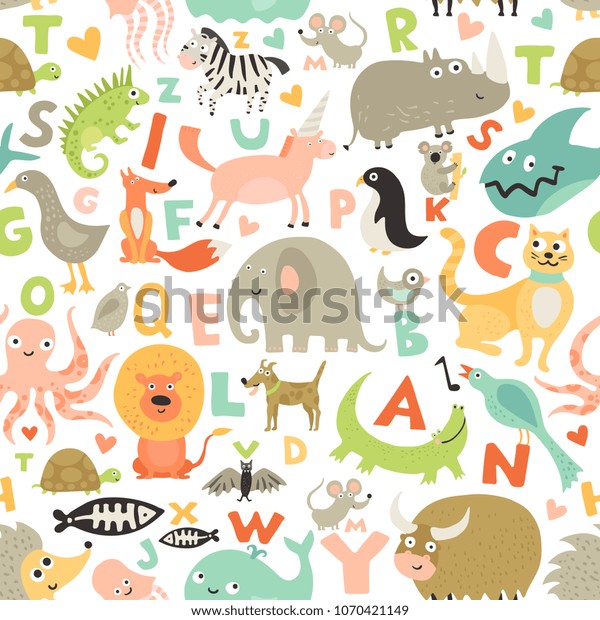 Children First Abc Seamless Pattern Kids Stock Vector (Royalty Free ...