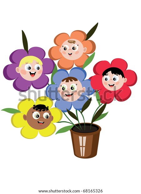 Children Flowers Stock Vector (Royalty Free) 68165326