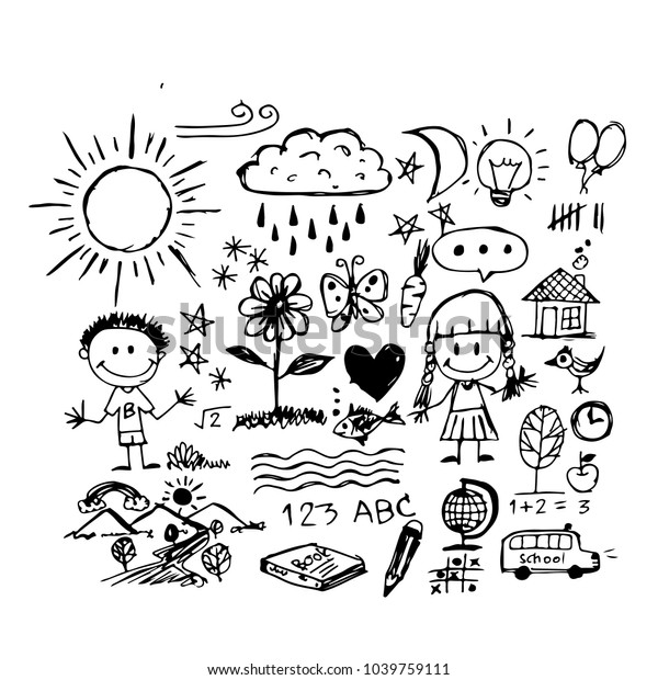 Children Hand Draw Doodle Icon Stock Vector (Royalty Free) 1039759111 ... Children Hand Draw Doodle Icon Stock Vector (Royalty Free) 1039759111 ...