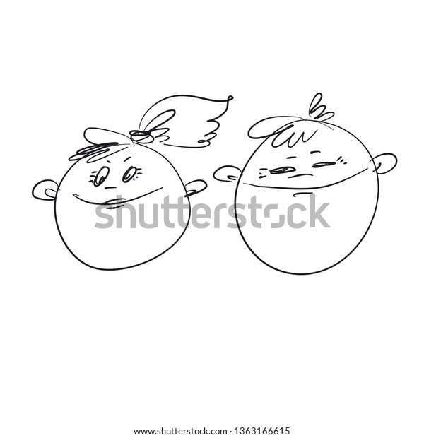 Children Hand Drawn Vector Portraits Set Stock Vector (Royalty Free ...