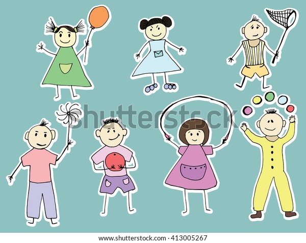 Children Handdrawn Childrens Drawing Graphic Arts Stock Vector (Royalty ...