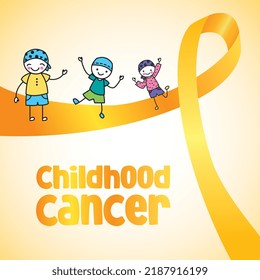 Children Handrawn Yellow Ribbon Vector Illustration Stock Vector ...