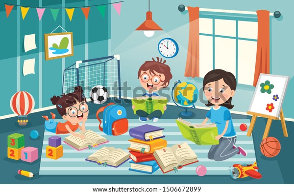 Children Having Fun Room Stock Vector (Royalty Free) 1506672899 ...