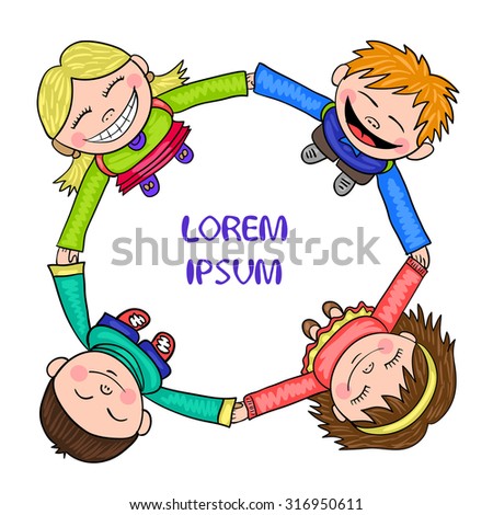 Children Hold Hands Circle Cute Cartoon Stock Vector (Royalty Free ...