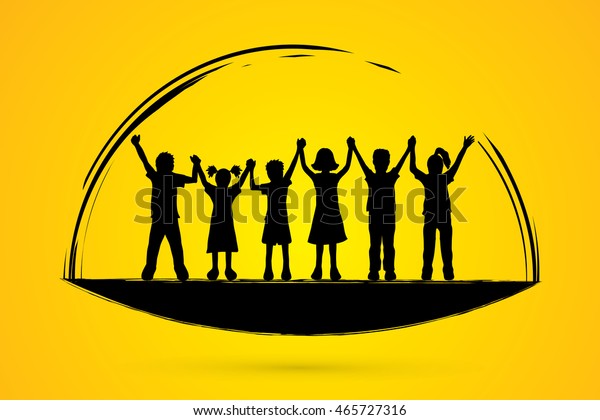 Children Holding Hands Graphic Vector Stock Vector (Royalty Free ...