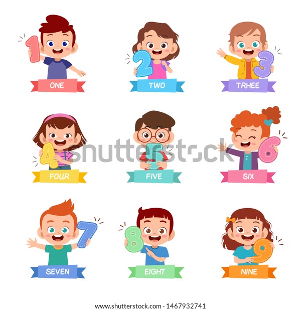 Children Holding Number Vector Illustration: immagine vettoriale stock ...