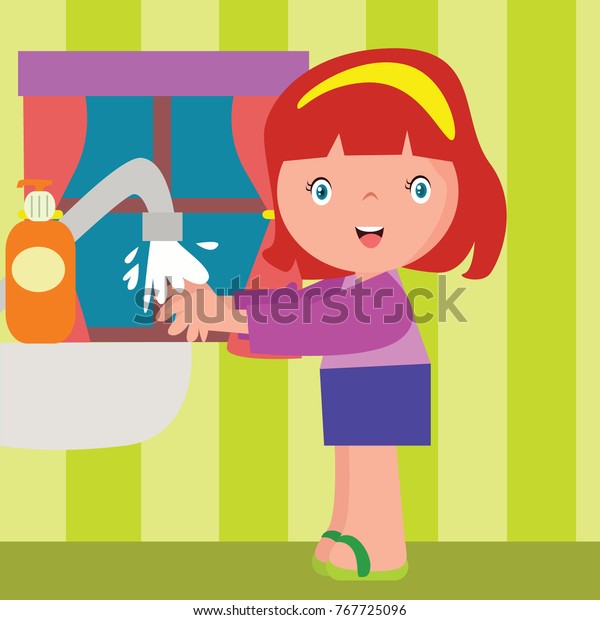 Children Hygiene Campaign Illustration Children Doing Stock Vector ...