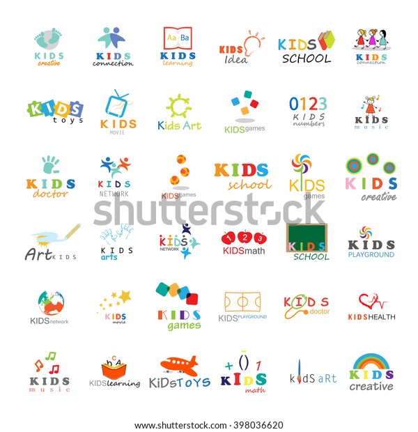 Icônes Enfants Ensemble Isolés Sur Fond : image vectorielle de stock ...