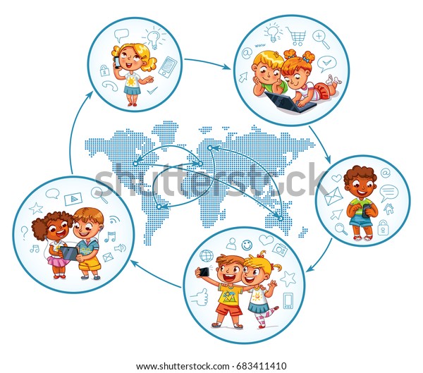 Children Interact Each Other On Social Stock Vector (Royalty Free ...