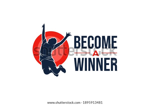 Children Jump Logo Become Winner Pose: vetor stock (livre de direitos ...