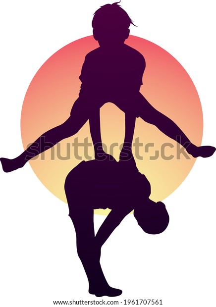 Children Jump Over Each Other Children Stock Vector (Royalty Free ...