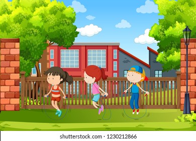 Children Jumping Rope Illustration Stock Vector (Royalty Free ...