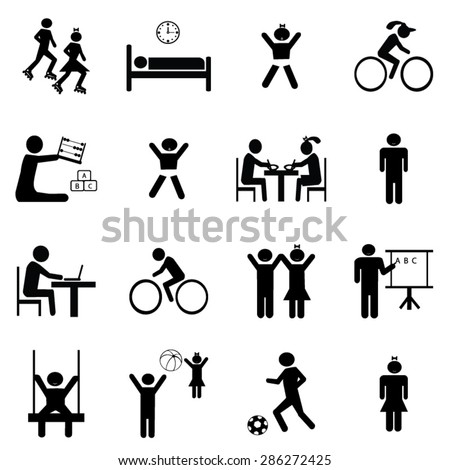 Children Kids Playing Icons Set Illustration Stock Vector (Royalty Free ...