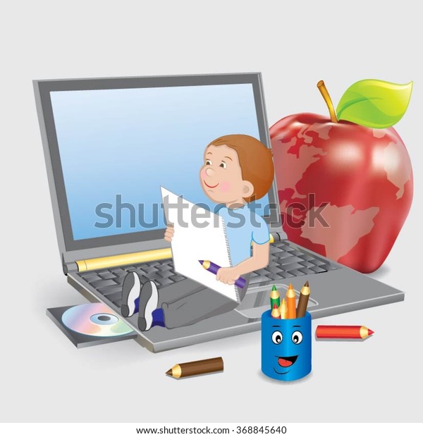 Children Laptop Vector Illustration Stock Vector (Royalty Free ...