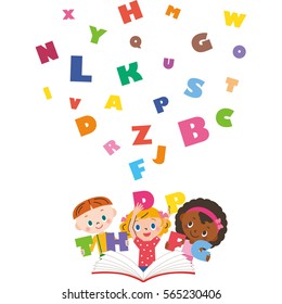 Children Learning English: vector de stock (libre de regalías ...