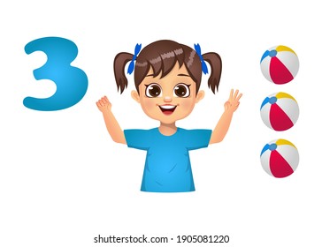 Cute Kid Counting Numbers By Showing: เวกเตอร์สต็อก (ปลอดค่าลิขสิทธิ์ ...