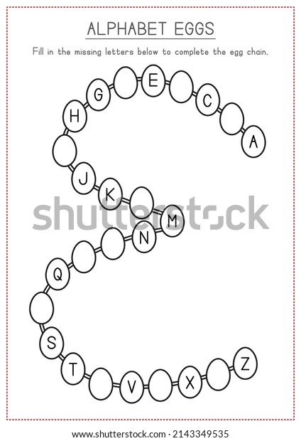 Children Learning Printable Alphabet Eggs: เวกเตอร์สต็อก (ปลอดค่า ...