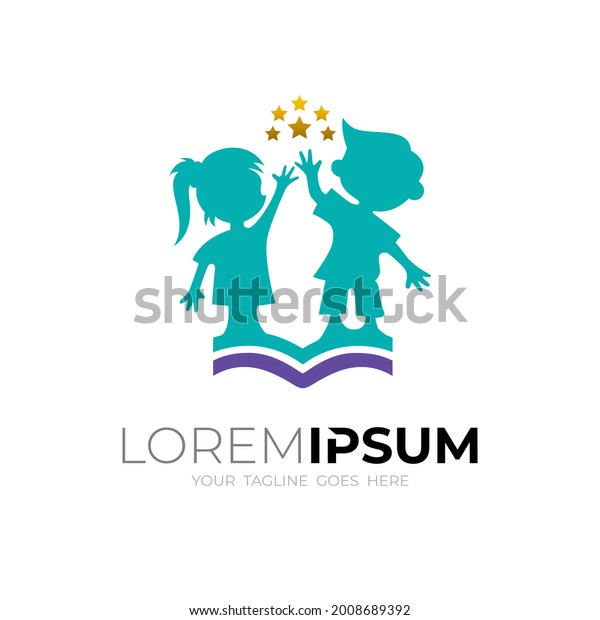 Children Logo Book Icon Design Combination Stock Vector (Royalty Free ...